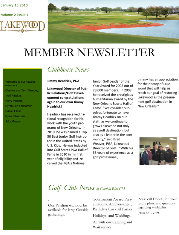 Members Only - Golf Course News - Lakewood Golf Club